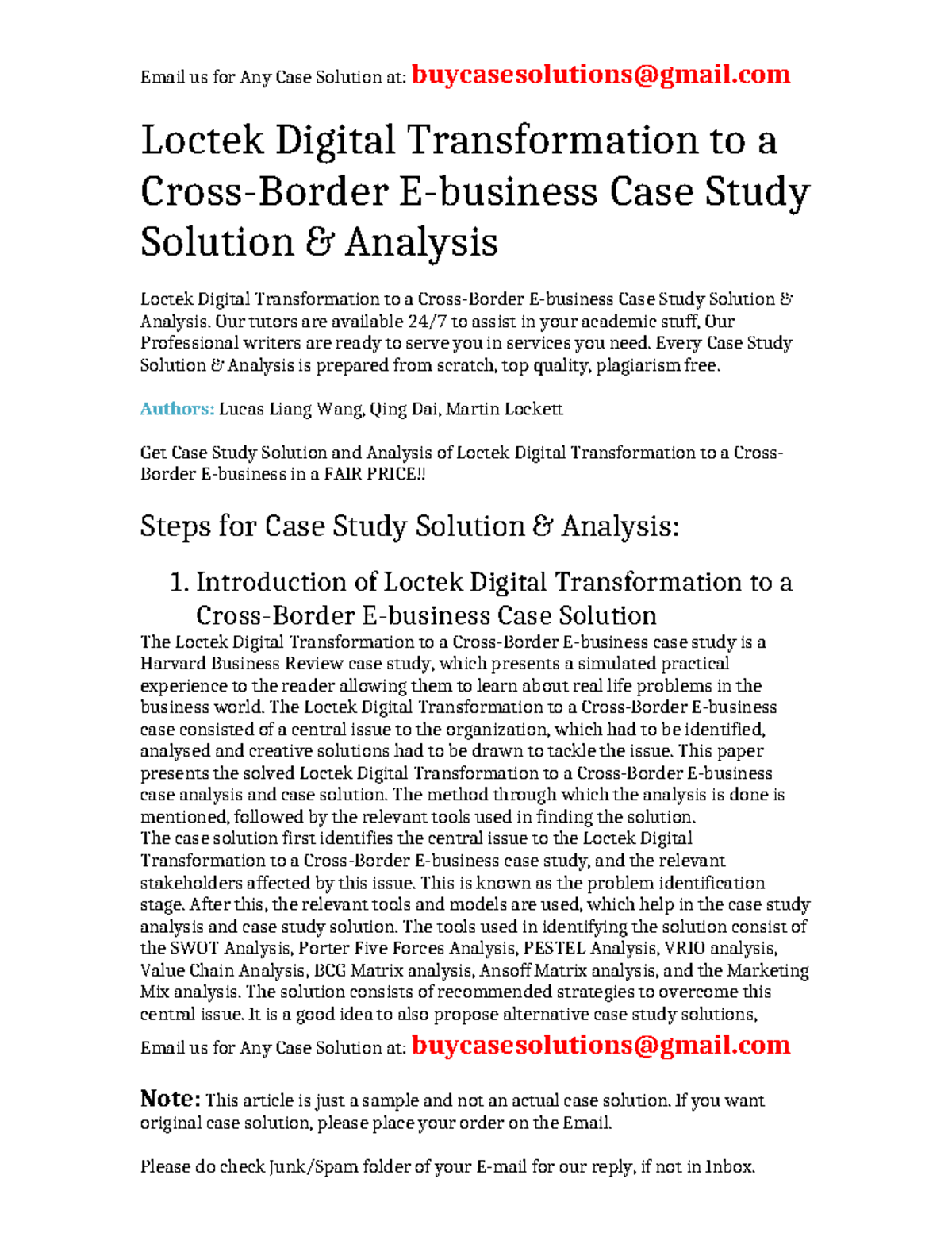 Loctek Digital Transformation to a Cross-Border E-business Case Study ...