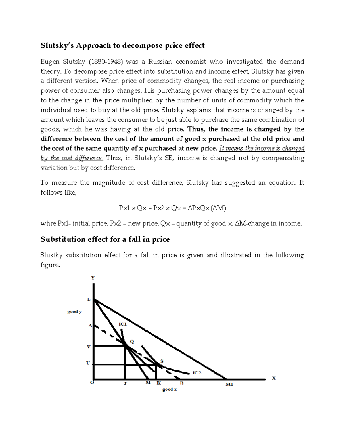 Slutsky's Approach - Slutsky’s Approach to decompose price effect Eugen ...