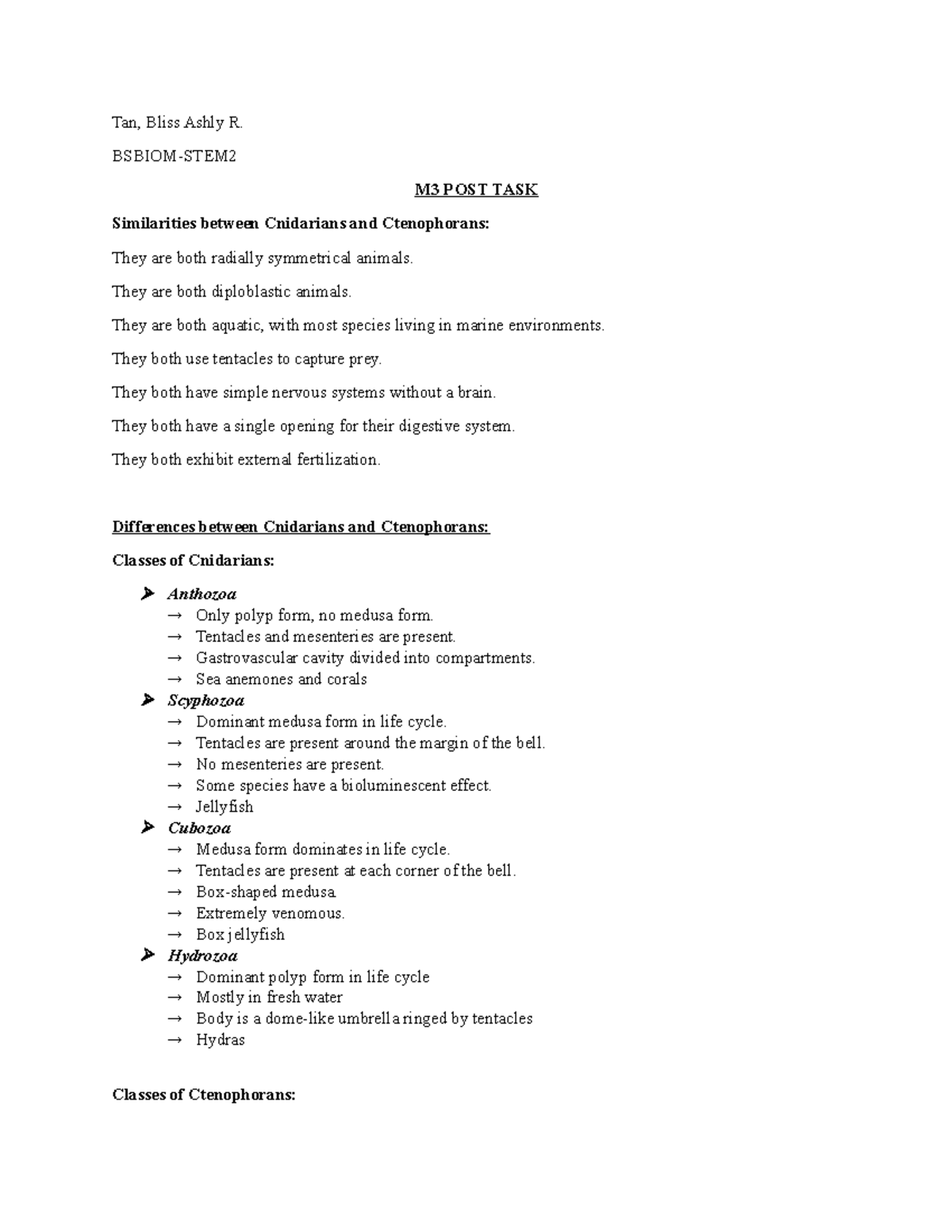 TAN - M3 POST TASK - Module 3 Assignment - Tan, Bliss Ashly R. BSBIOM ...