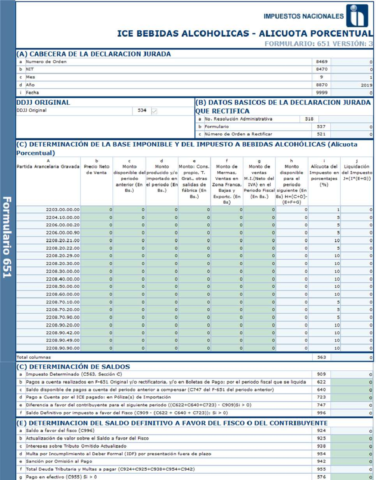 Formulario 651 v - Este es un documento de tributaria donde se ve el ...