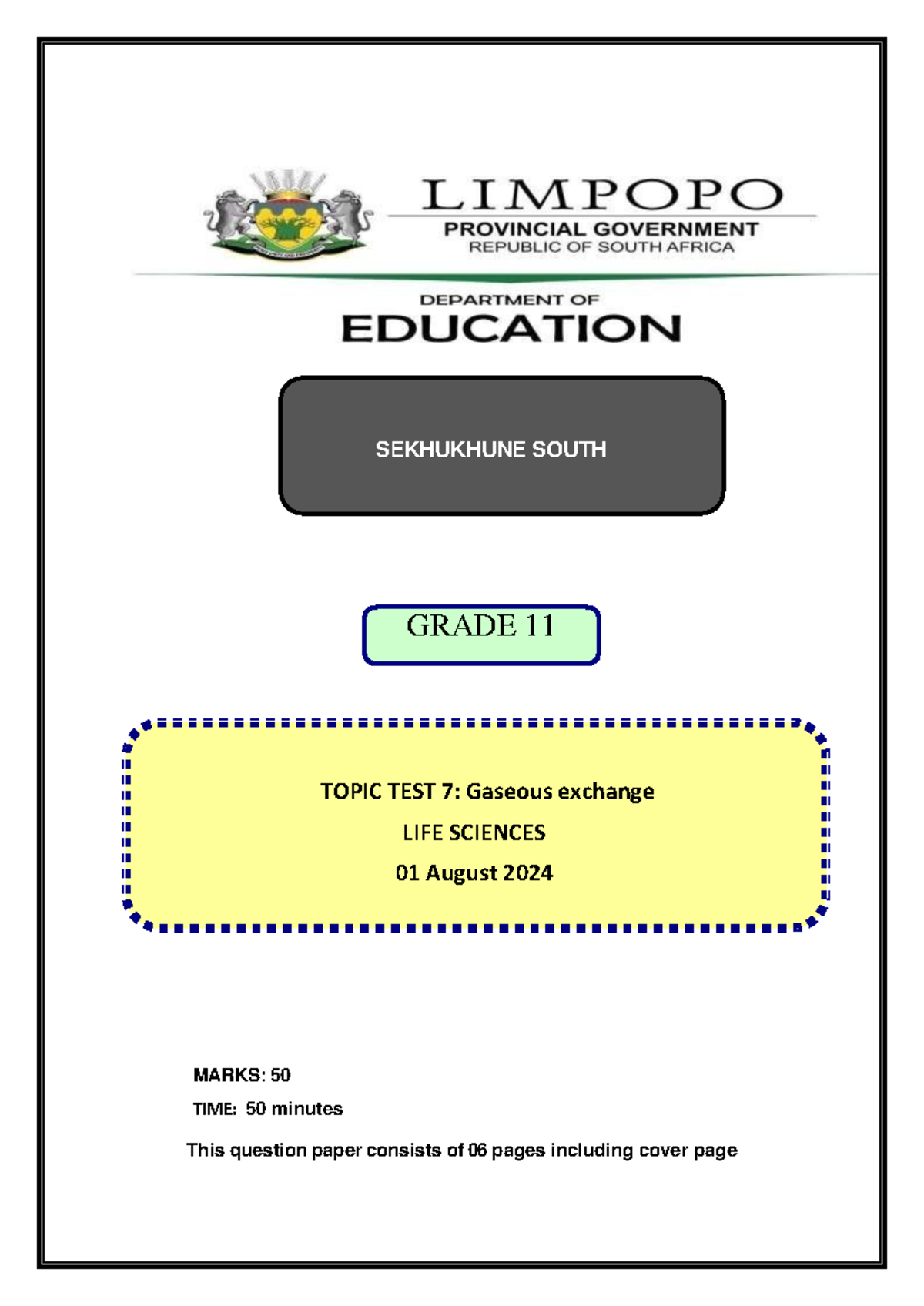 LFSC Gr11 Topic TEST 7 2024 084051 - SEKHUKHUNE SOUTH GRADE 11 TOPIC ...