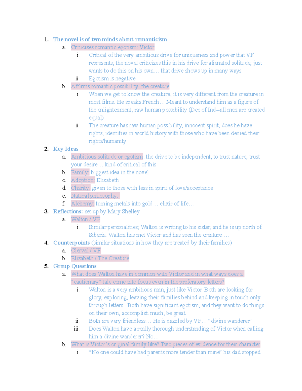 Frankenstein Notes World Lit - 1. The novel is of two minds about ...