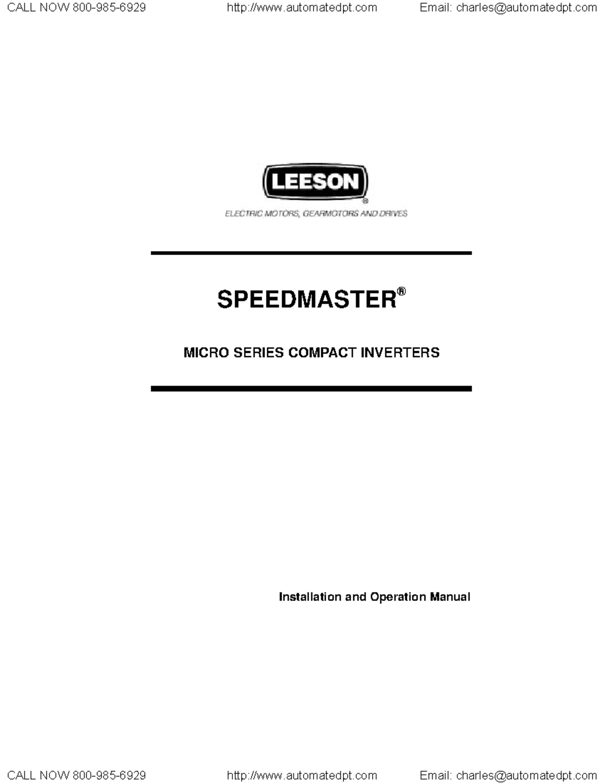 Leeson- Manual- Speedmaster - SPEEDMASTER ® MICRO SERIES COMPACT ...