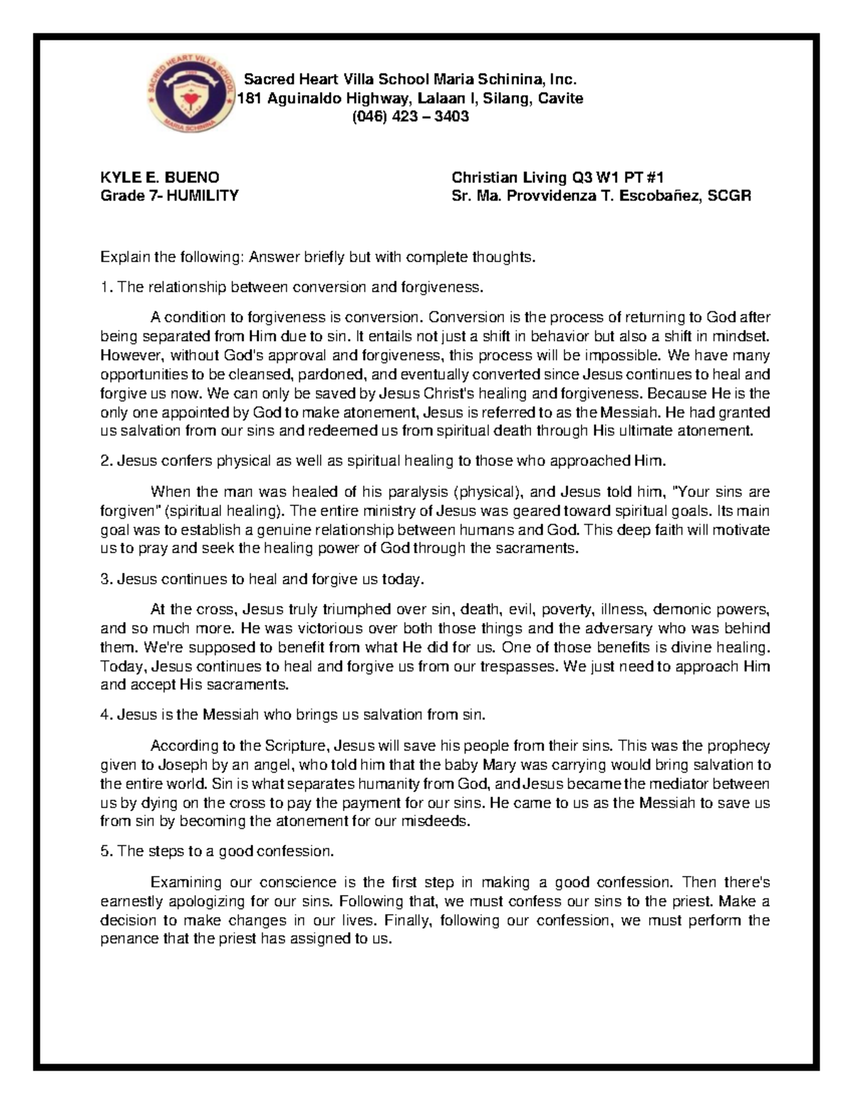 Kyle Bueno Q3 CL W1 PT#1 - Assignment in Christian Living Performance ...