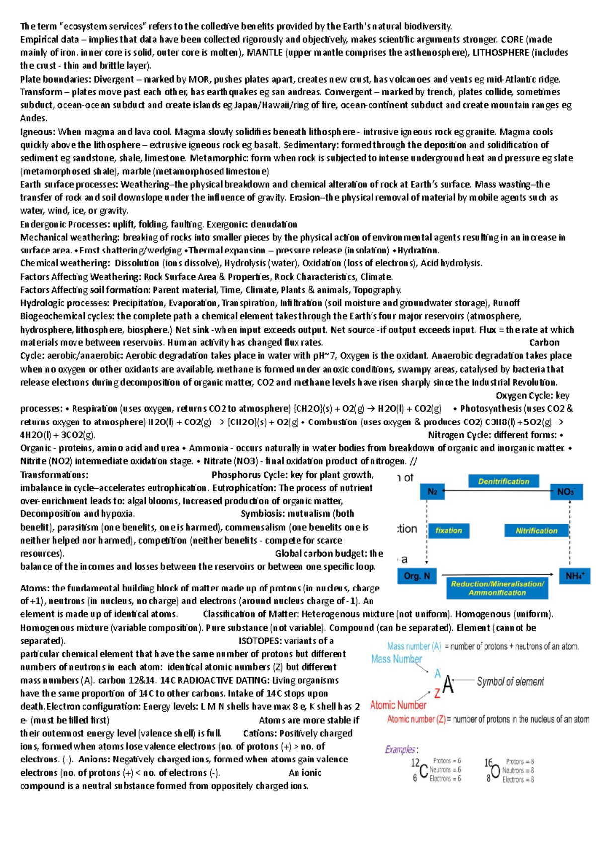 ENVS cheat sheet - The term refers to the collective benefits provided ...