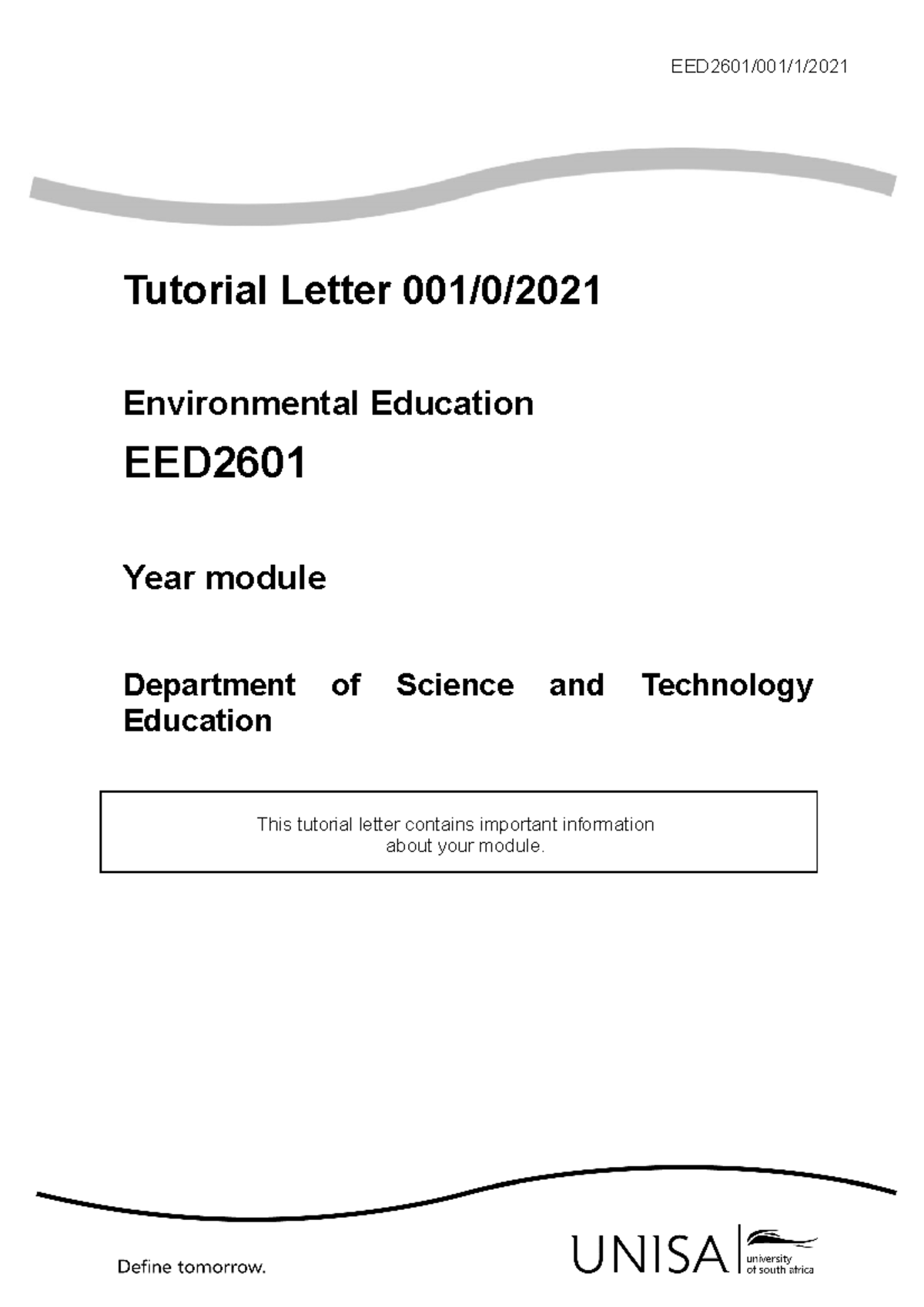 EED2601 TL001 0 2021 - Tutorial - EED2601 - Unisa - Studocu
