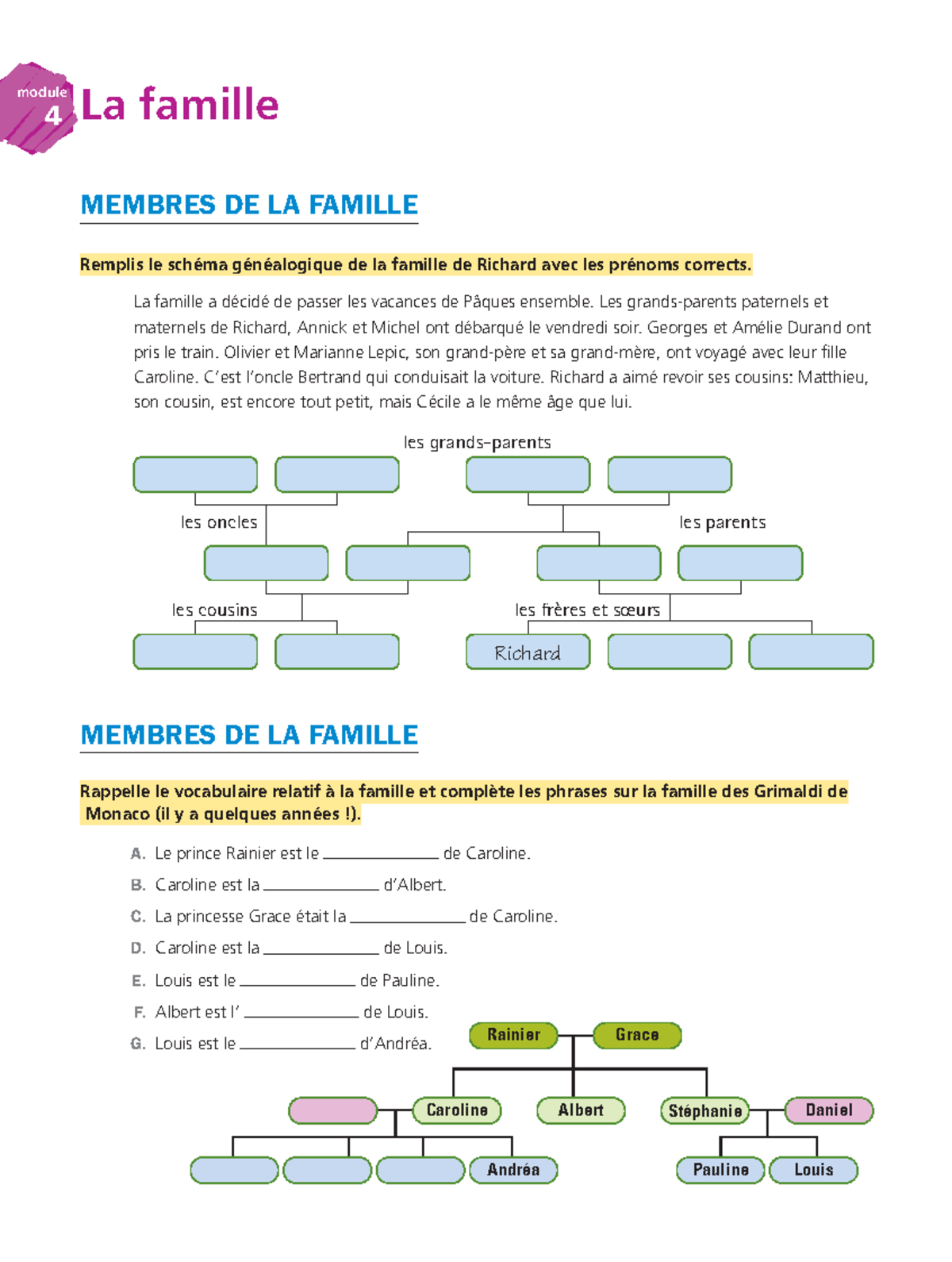 186568267 Ficha de Trabalho de Frances 18 - MEMBRES DE LA FAMILLE ...
