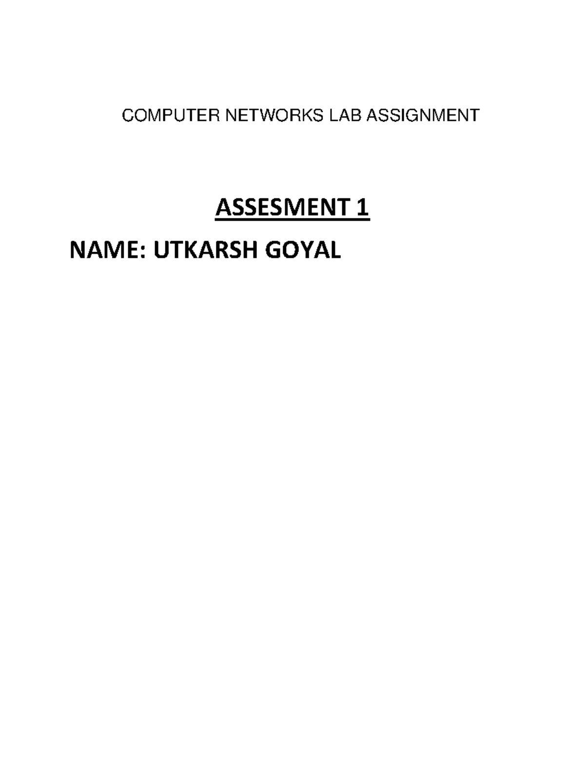Network Lab 1 Answer - ITE3001 – DATA COMMUNICATION AND COMPUTER ...
