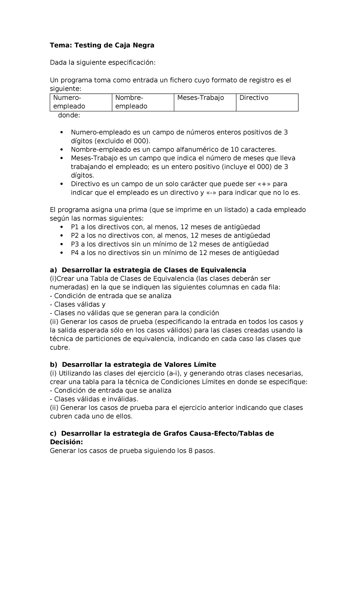 Formato Vacío Ejemplo - Prueba de caja negra - Tema: Testing de Caja ...