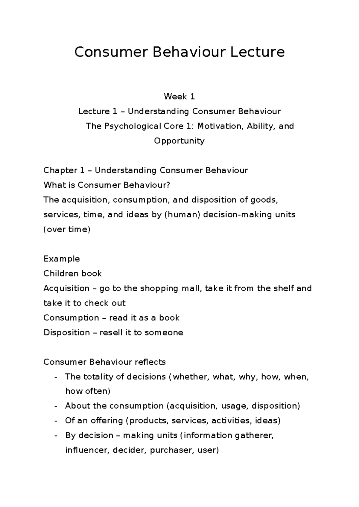 Consumer Behaviour Lecture - Unfulfilled, needs, wants, and desires – the feeling of unhappiness ...