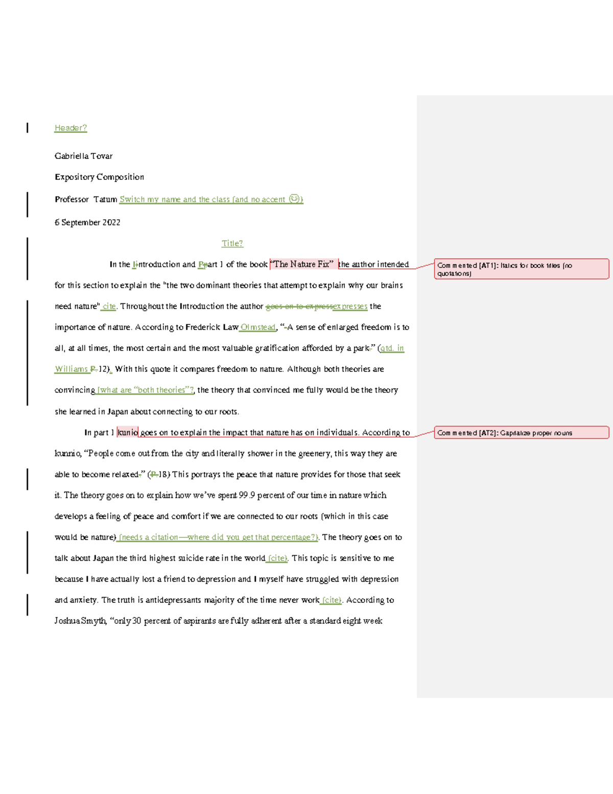 WP 1 Intro and Part 1 of TNF - Header? Gabriella Tovar Expository ...