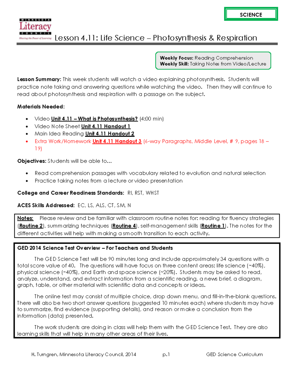 Unit 4 - Soil science - Lesson 4: Life Science – Photosynthesis ...