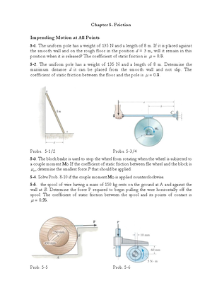 Chapter 5 Statics - Moment of Inertia - C h a p t e r 5 Friction C h a ...