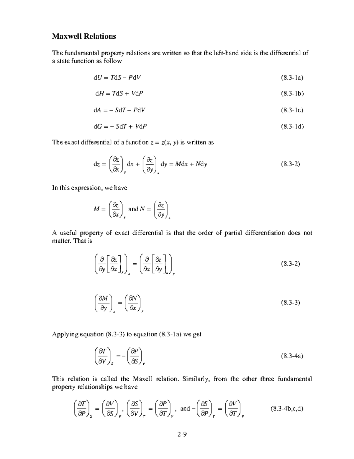 Chemical Engineering-3 - Maxwell Relations The fundamental property relations are written so ...