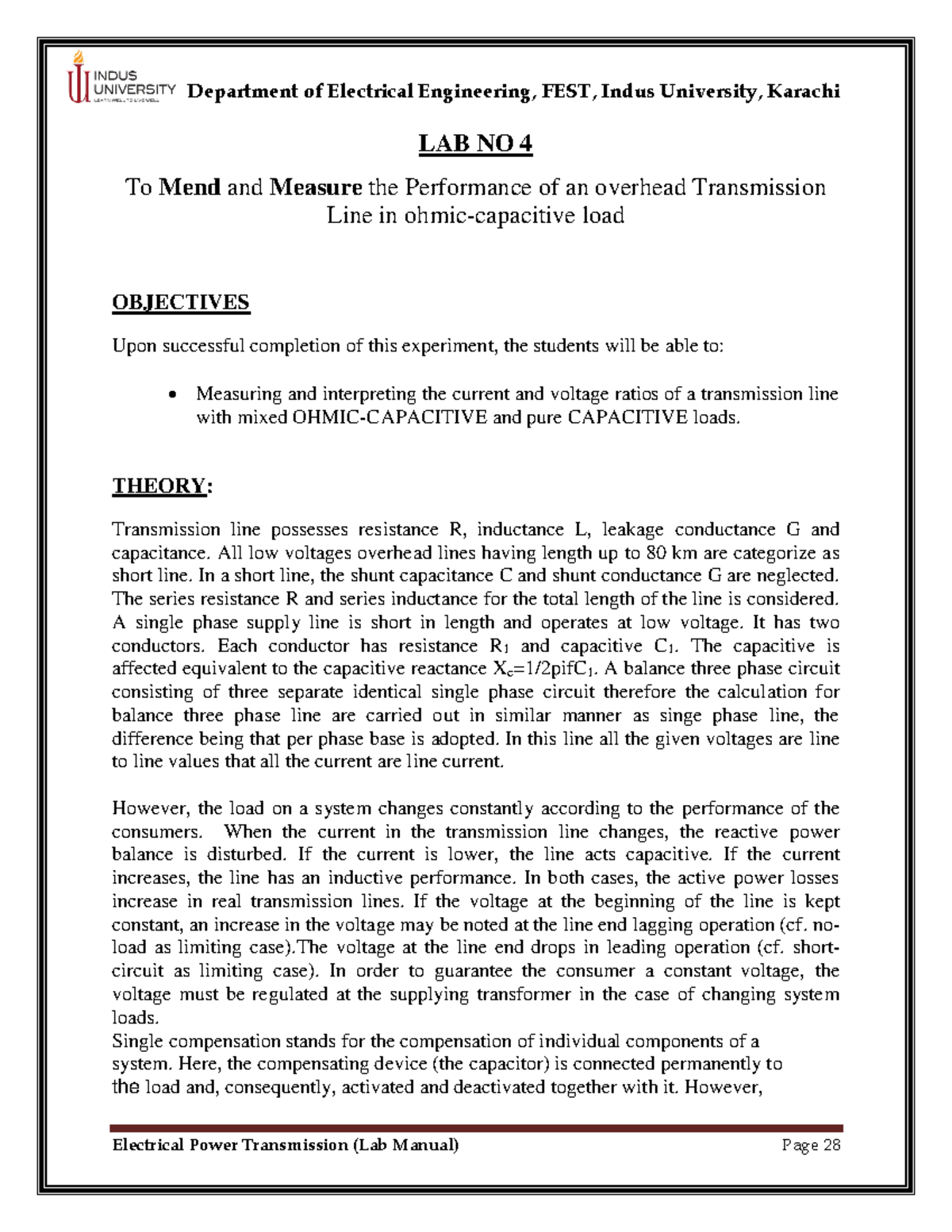 EP-412A (EPT) LAB 4-G2 - MANUAL - LAB NO 4 To Mend and Measure the ...