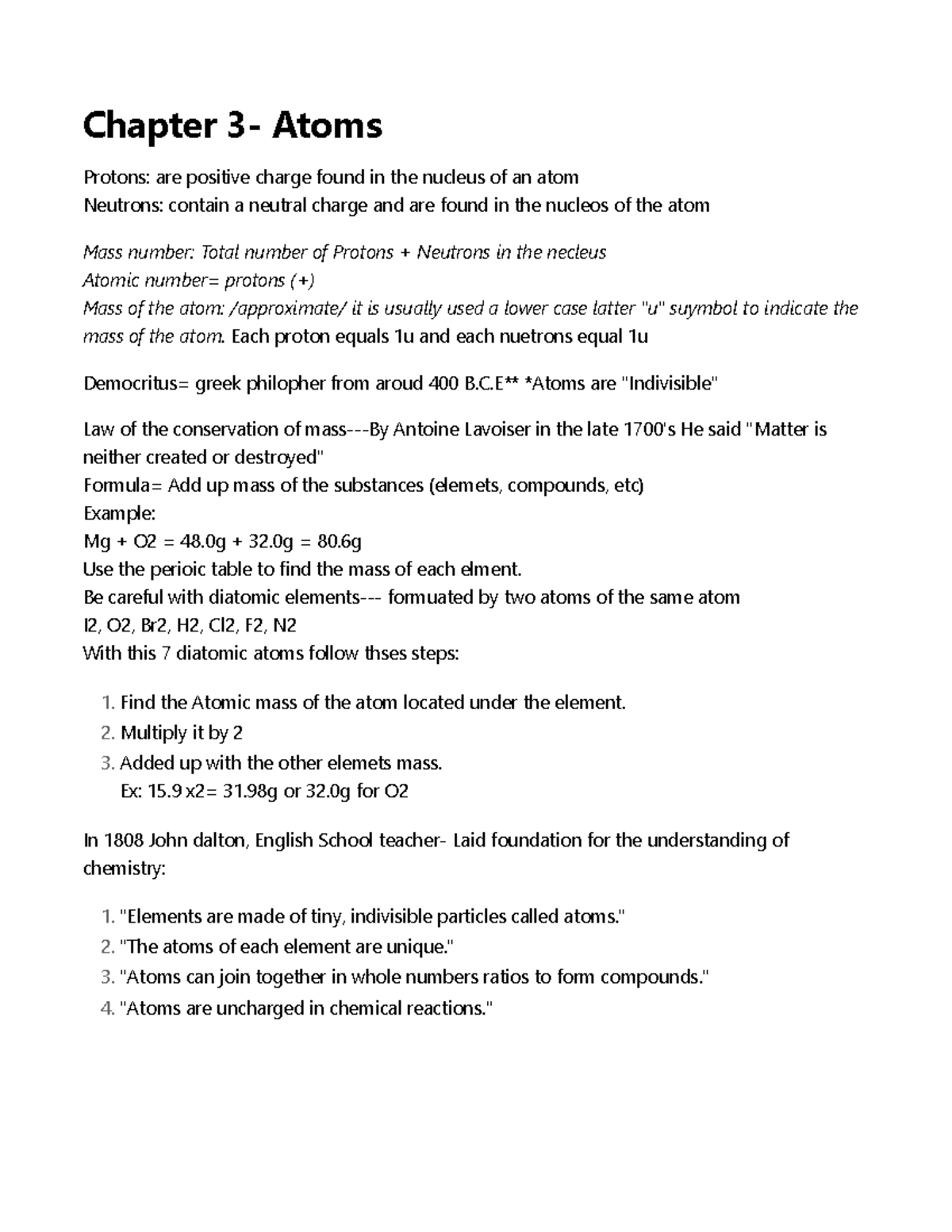 Chapter 3- Atom - Atoms theory and practice - Chapter 3- Atoms Protons ...
