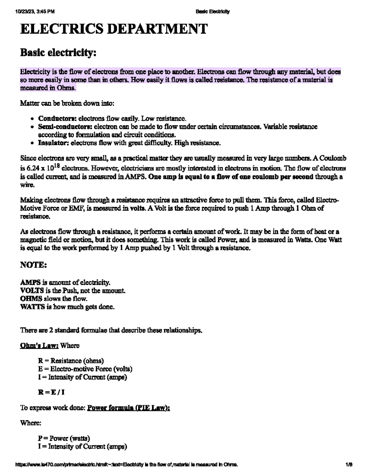 Basic electric - Education - Studocu