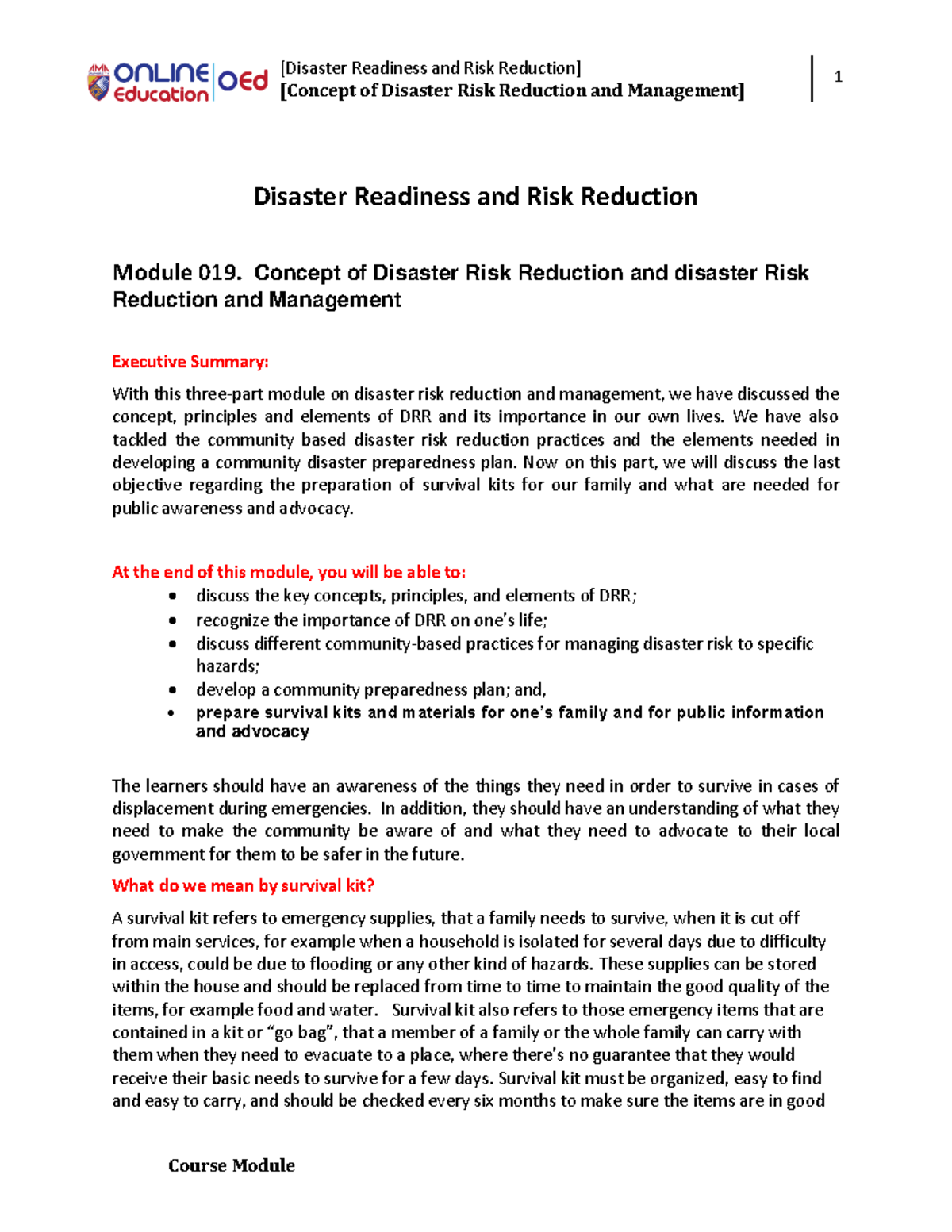 Week 018-Module Concept of Disaster Risk Reduction and Management ...
