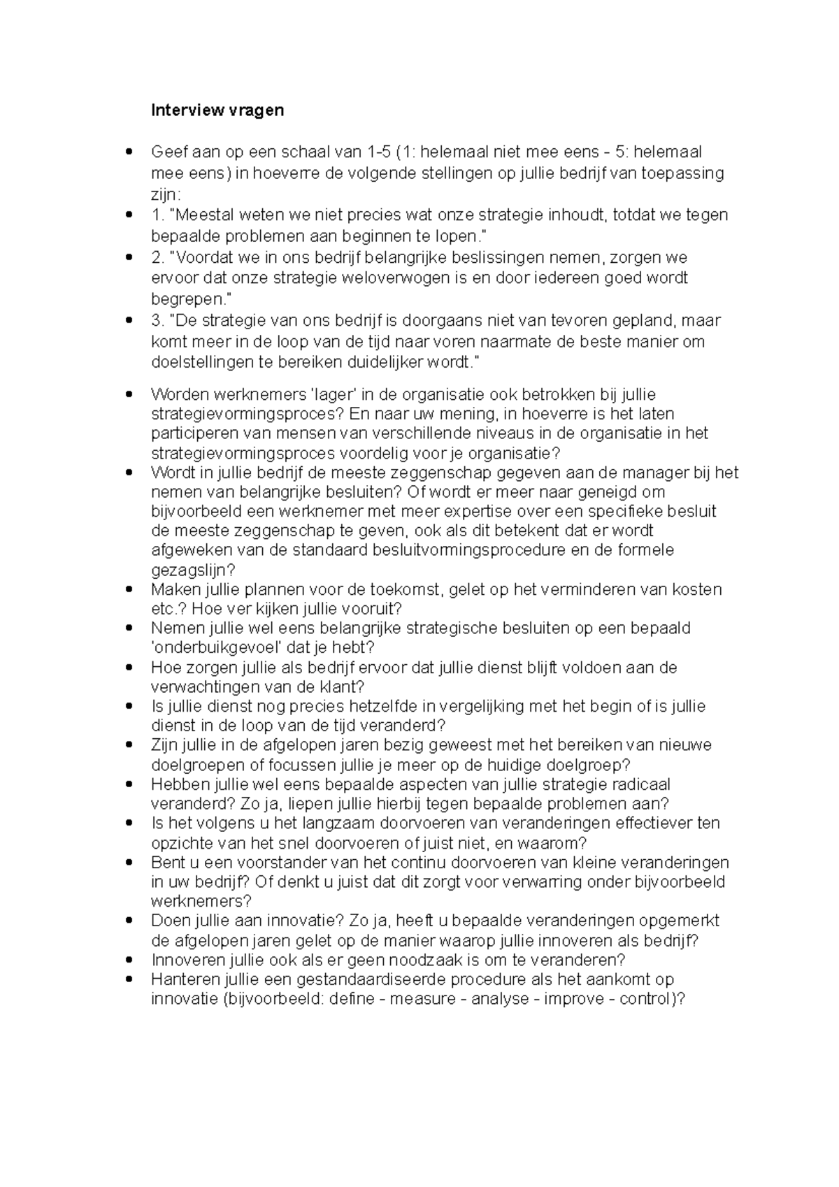 Samenvatting-strategie-Interview vragen voor interview - Interview ...
