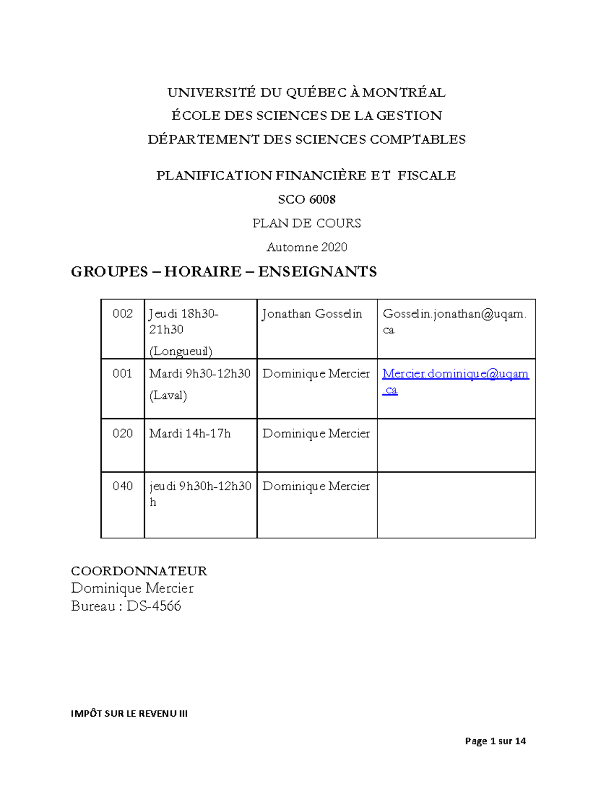 SCO6008 - Plan de cour - Plan de cour - Warning: TT: undefined function ...
