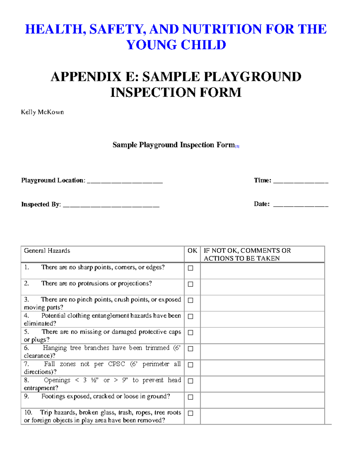 Appendix E - huikr - HEALTH, SAFETY, AND NUTRITION FOR THE YOUNG CHILD ...