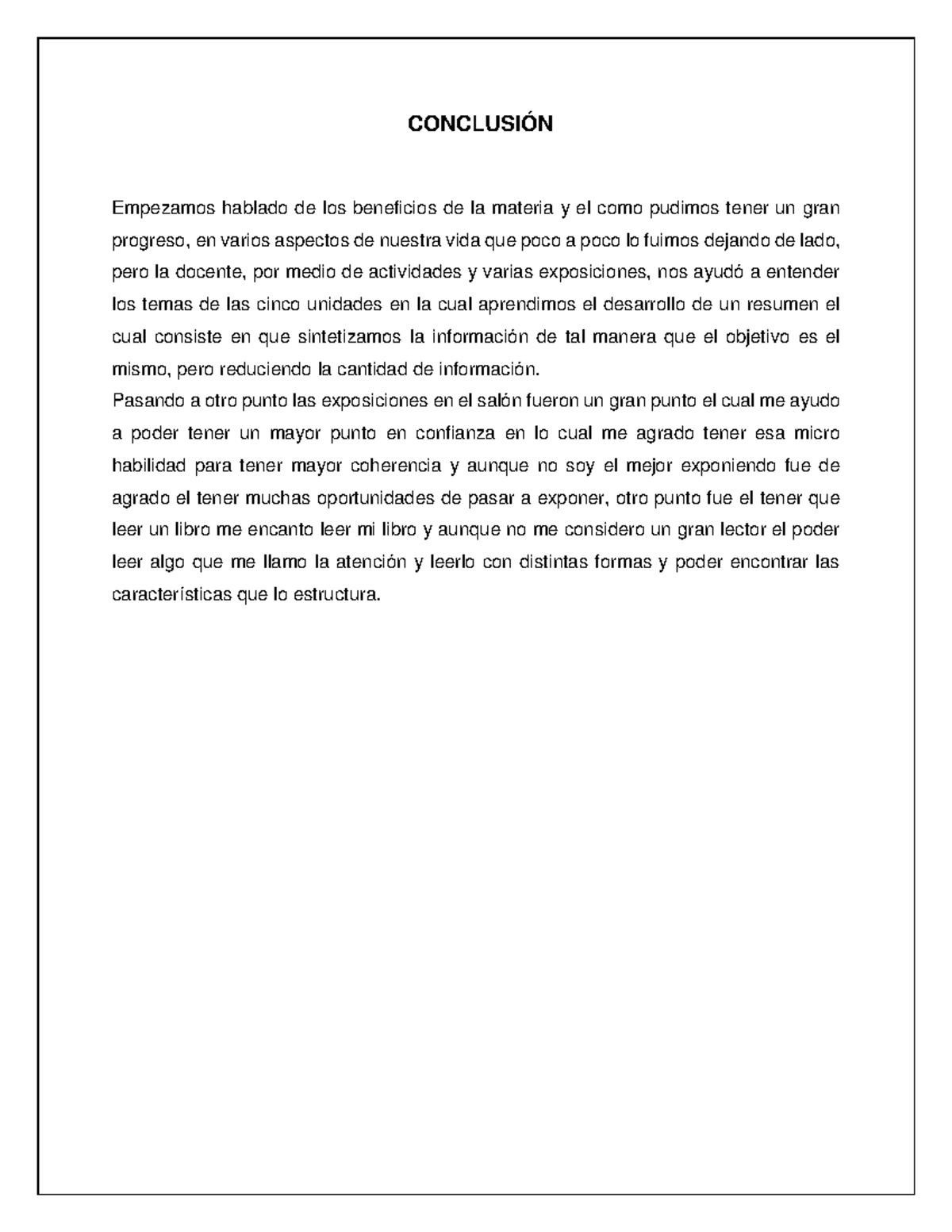 COE Conclusion Josue - homework - CONCLUSIÓN Empezamos hablado de los ...