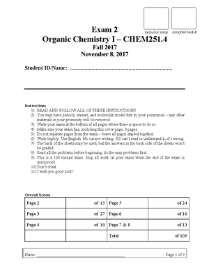 Exam 3 - Practice Exam - Exam 3 Organic Chemistry I – CHEM251. Fall ...