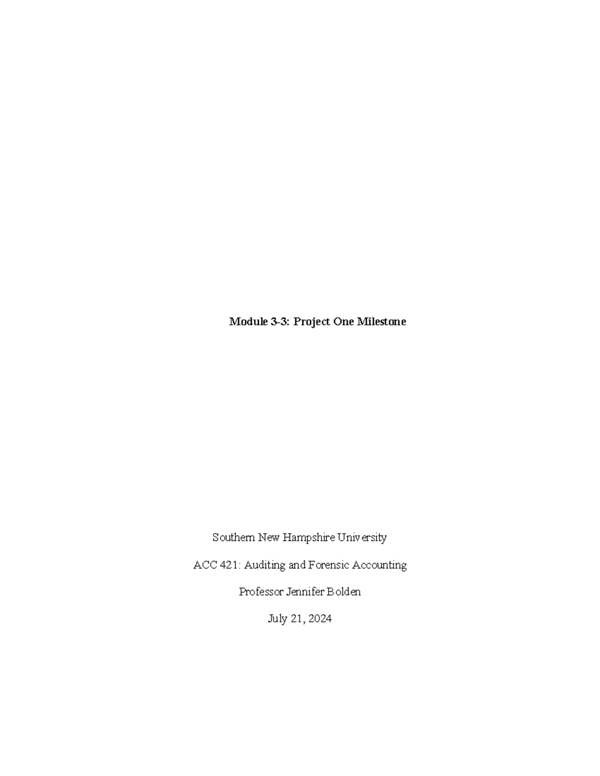 3-3 Project One Milestone - Module 3-3: Project One Milestone Southern ...