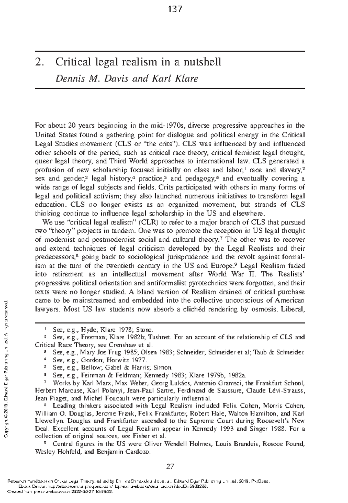 Critical legal realism in a nutshell Dennis M. Davis and Karl Klare - 2 ...