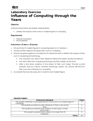 02 Laboratory Exercise 1 - ARG - Esquivel, Cedric S. LABORATORY EXERCISE Intro to Computing BSIT ...