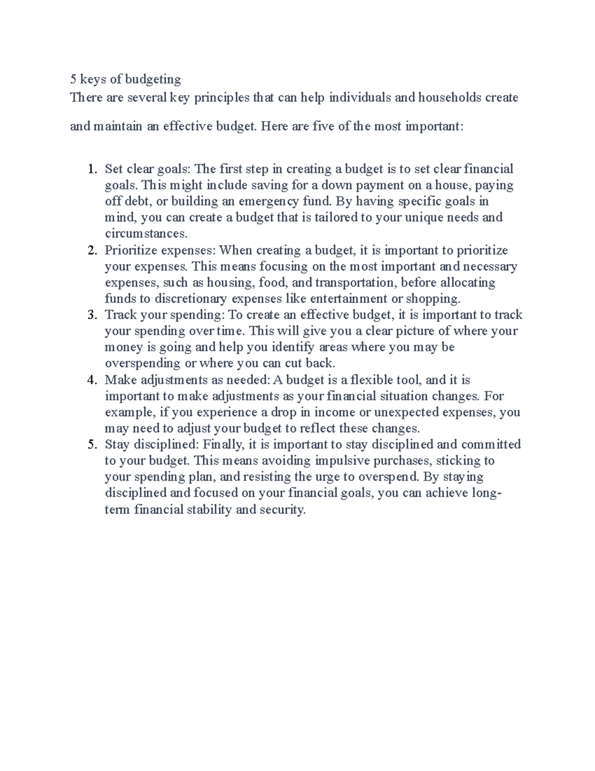 5 Rules of budgeting - 5 keys of budgeting There are several key ...