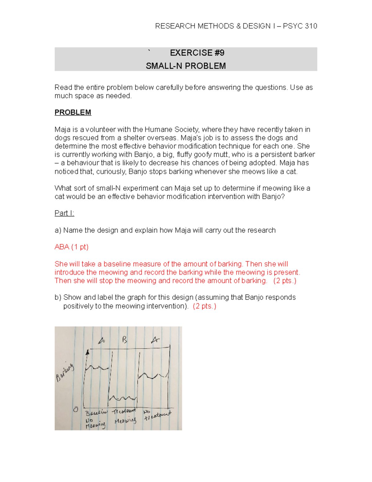 Small n Answer - RESEARCH METHODS & DESIGN I – PSYC 310 ` EXERCISE ...