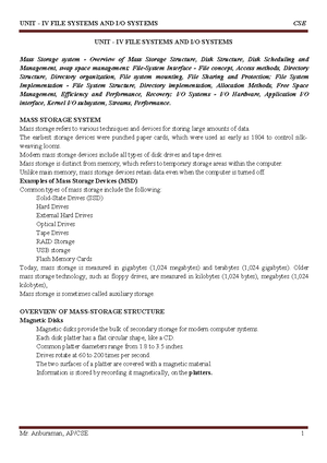 Unit-I -OS Overview - Unit 1 of operating system - Mr. Anburaman, AP ...