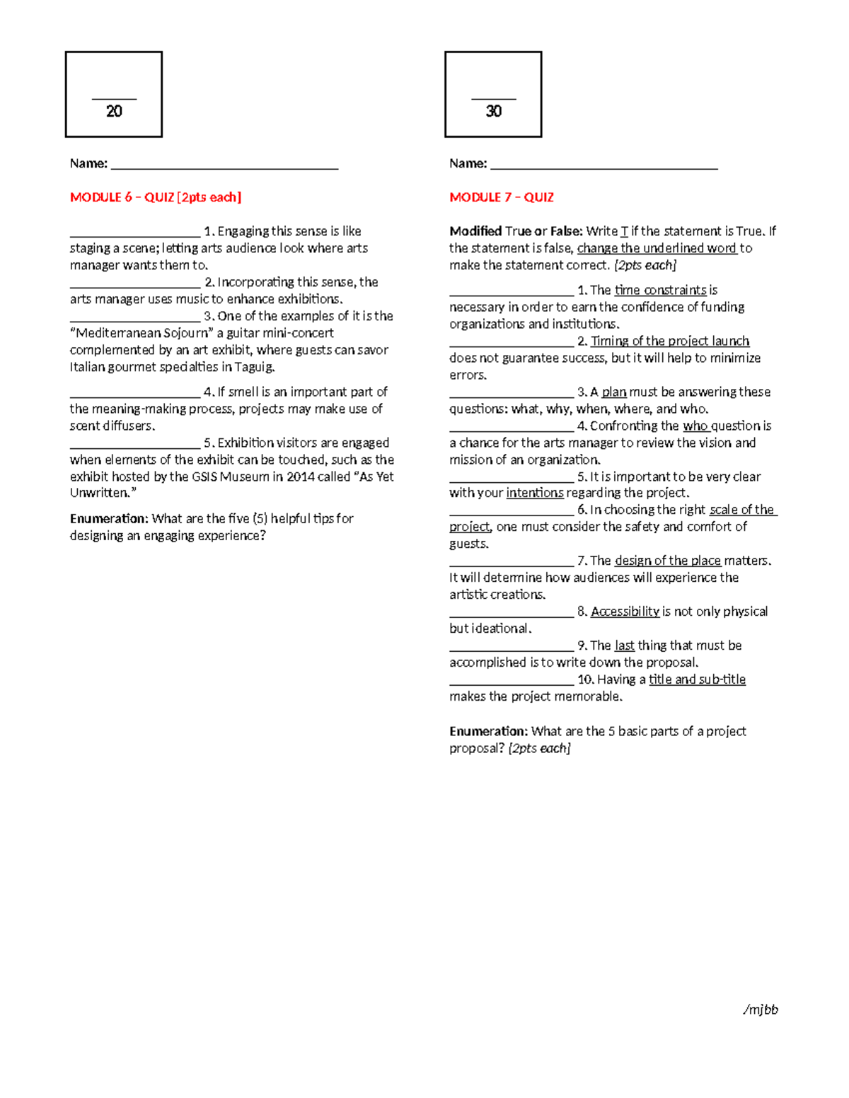 Lmdaf-Q1 - Sample quiz - Name: _________________________________ MODULE ...