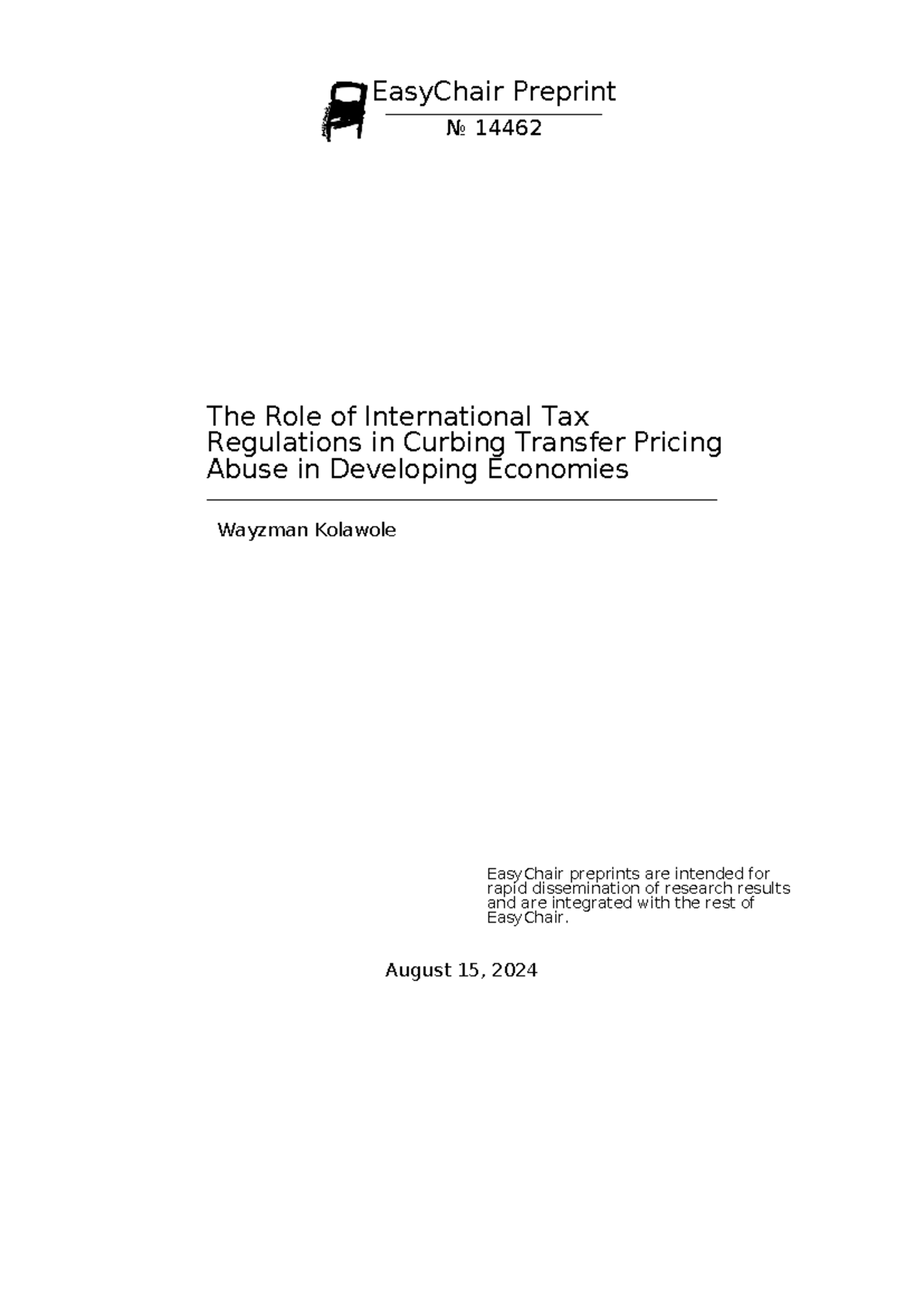 Easy Chair-Preprint-14462 - EasyChair Preprint No 14462 The Role of ...