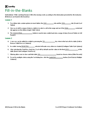 GMetrix Microsoft Expert Lesson 1 WB - 7 | Domain 1: Fill-in-the-Blanks ...