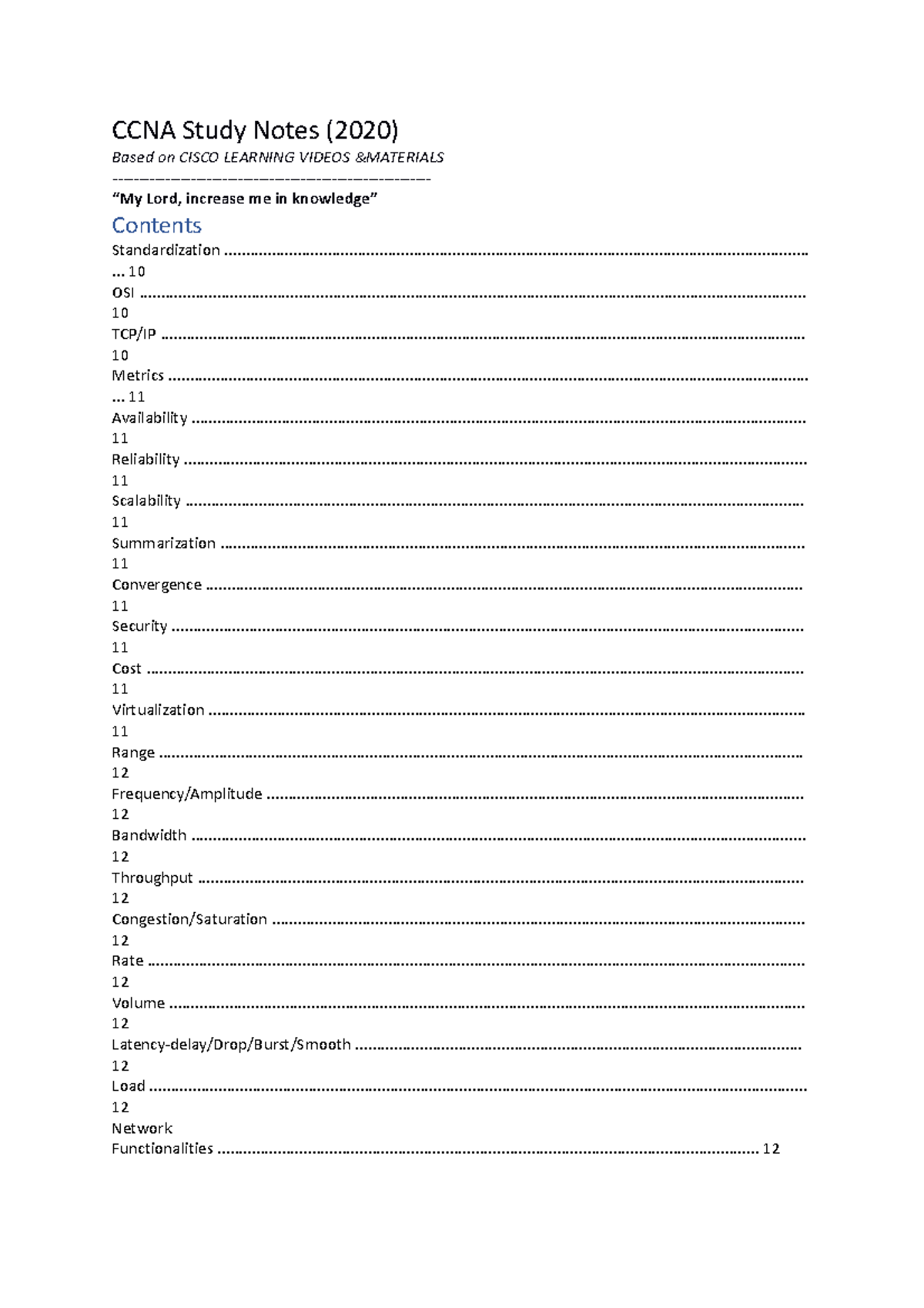 CCNA Notes - CCNA - CCNA Study Notes (2020) Based on CISCO LEARNING ...