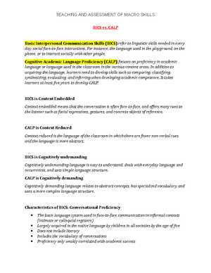 Teaching AND Assessment OF Macro Skills Four Macro Skills in ...