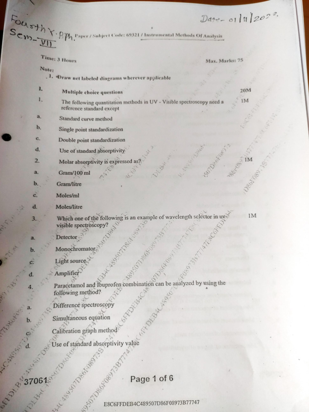 IMA-PYQ - Study - Fouthx Sem-VlL BPh aper /Subject Code: G9321 ...