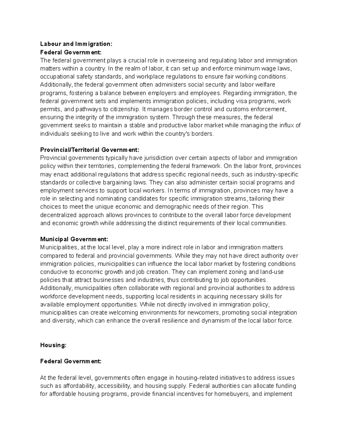 Economics ISU - final presentation - Labour and Immigration: Federal ...