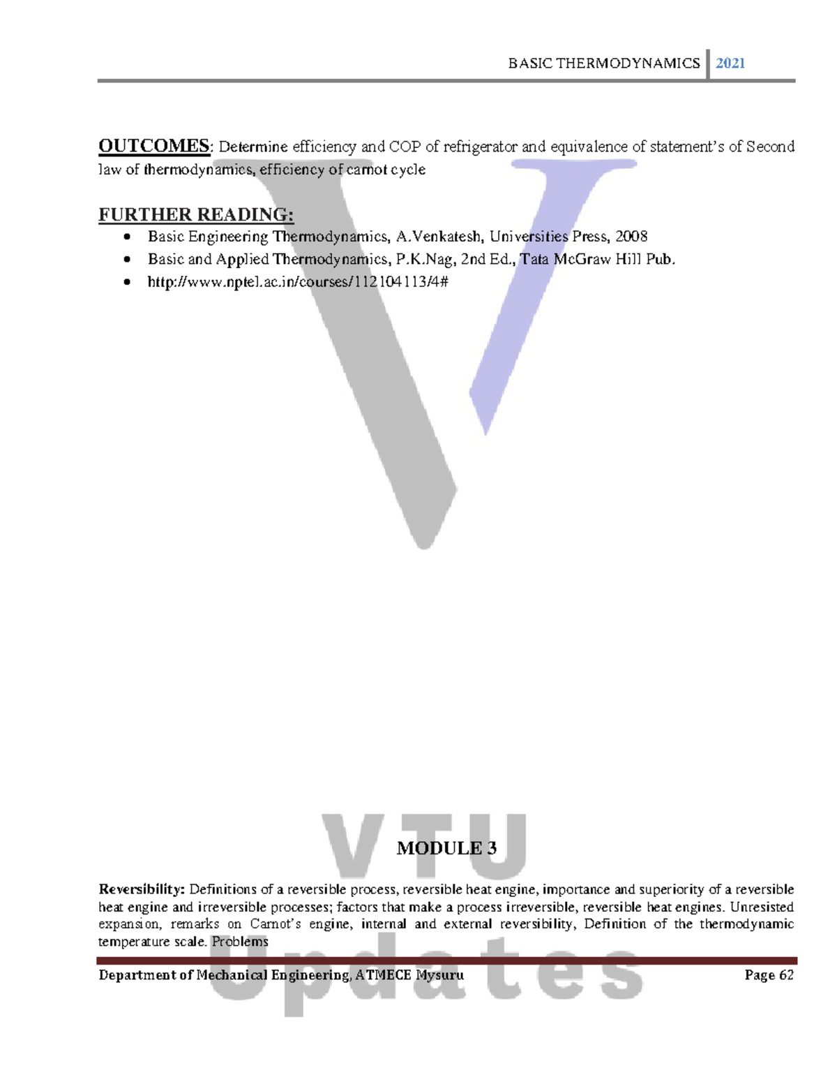 Module 3 - 21me34 - OUTCOMES: Determine efficiency and COP of ...