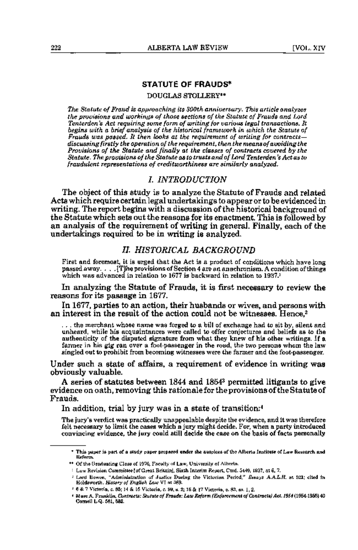 Alr,+14-2 5 Stollery - ####### 222 ALBERTA LAW REVIEW [VOL. XIV STATUTE ...