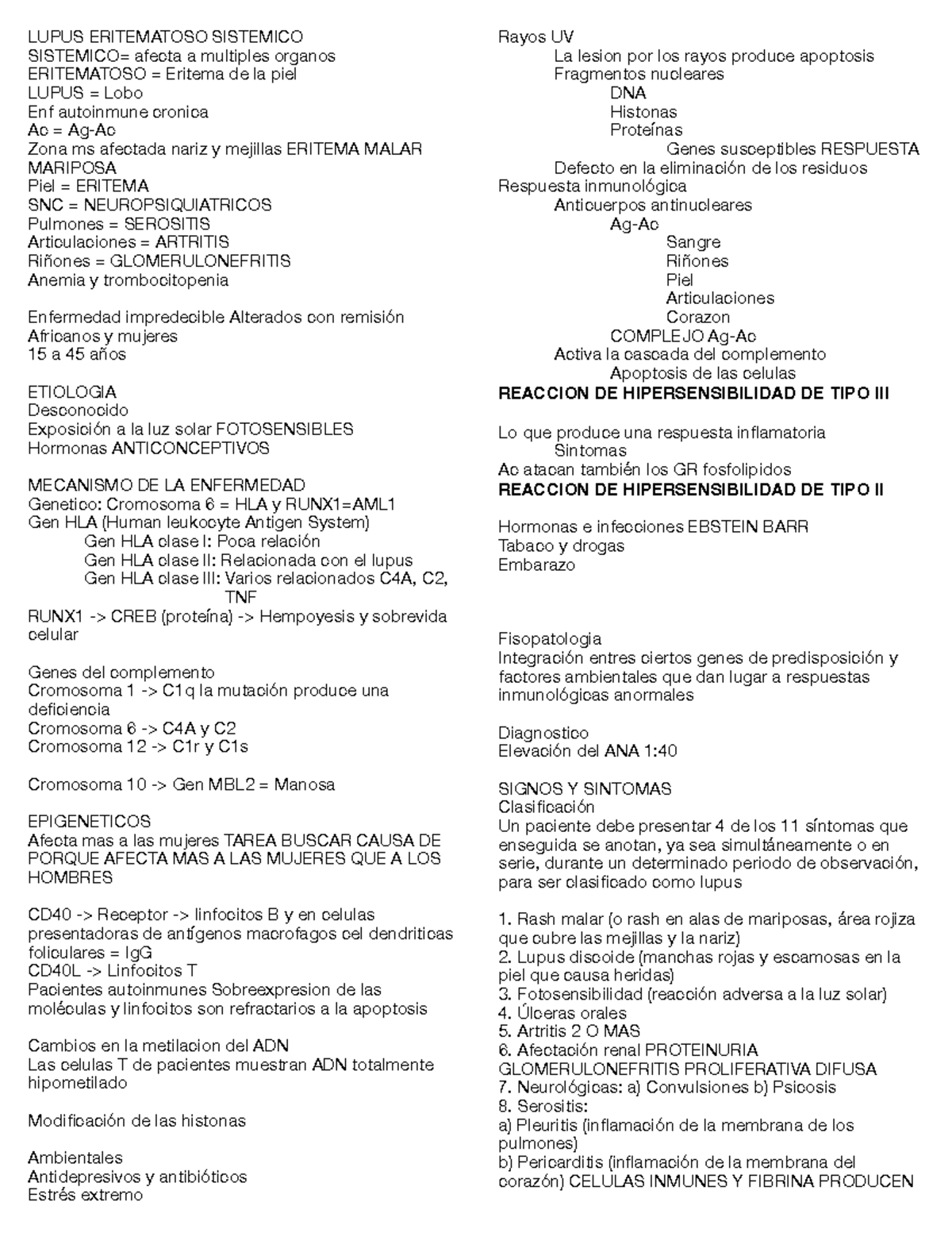 Lupus Fisiopatologia - Notas practicas y resúmenes sobre la patologia ...