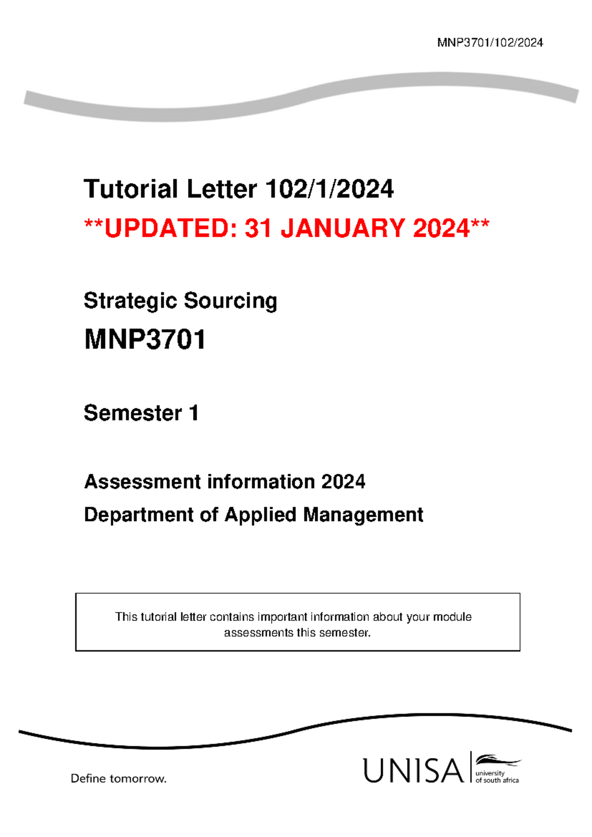 MNP3701 - Tutorial Letter - MNP370 1 /10 2 /202 4 Tutorial Letter 10 2 ...