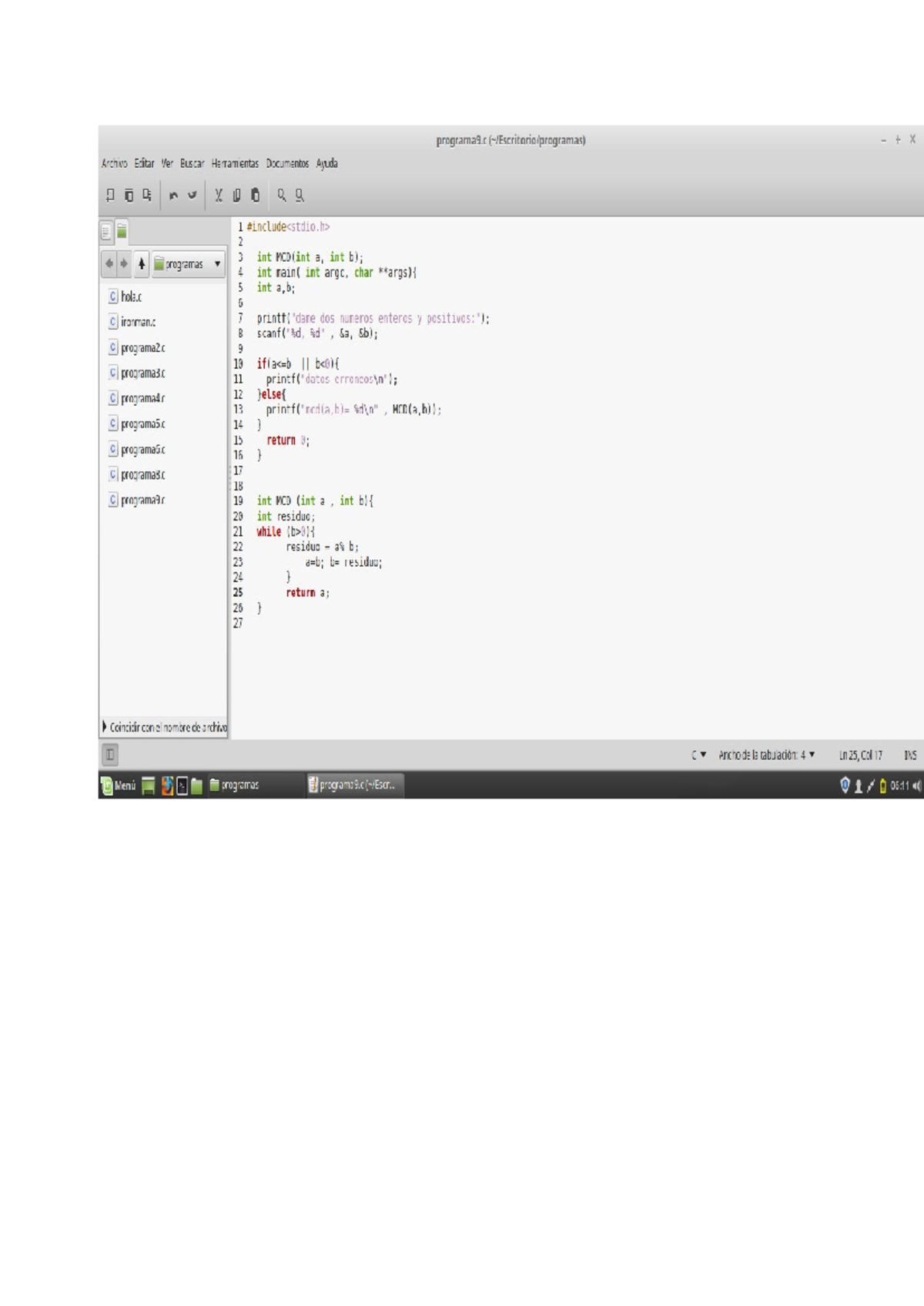 apuntes de progamacion en c, ejemplo #1 - programa9(~/Escritorio ...
