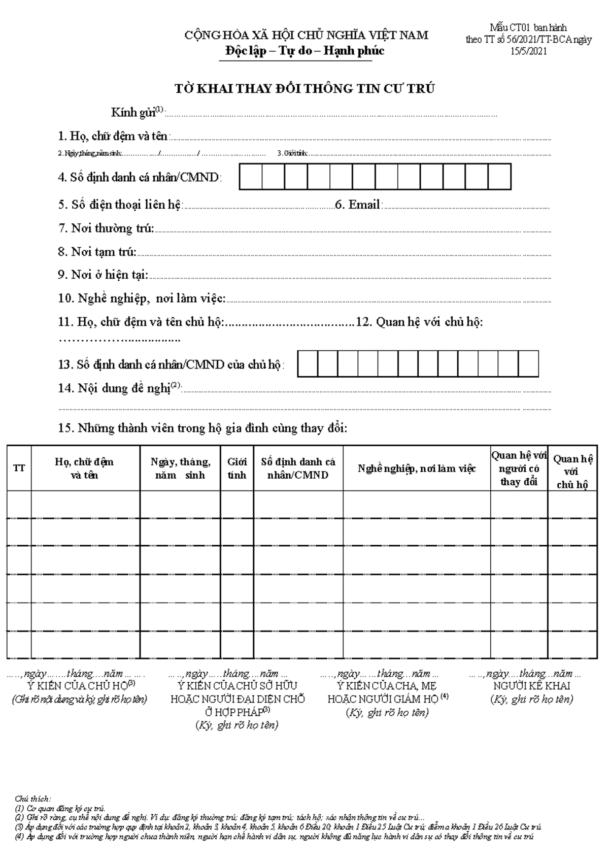 CT01 - ct01 - CÔNG H伃A X䄃̀ HỘ I CH唃ऀ NGH䤃̀A VIỆ T NAṂ Độc lập – Tự do ...