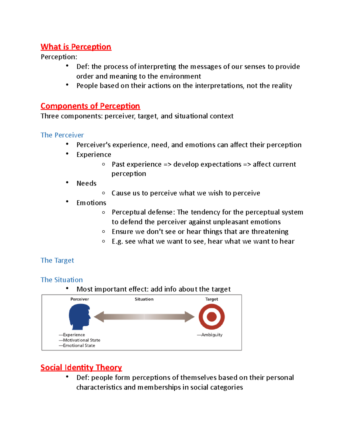 Perception - What is Perception Perception: Def: the process of ...