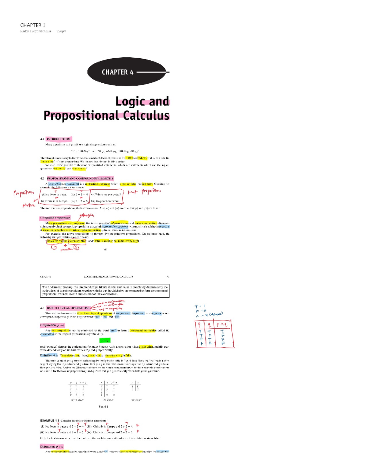 Chapter 2 Conteng 2 - math 1 - CHAPTER 1 Sunday, 1 September 2024 2:20 pm CHAPTER 4 Logic and ...