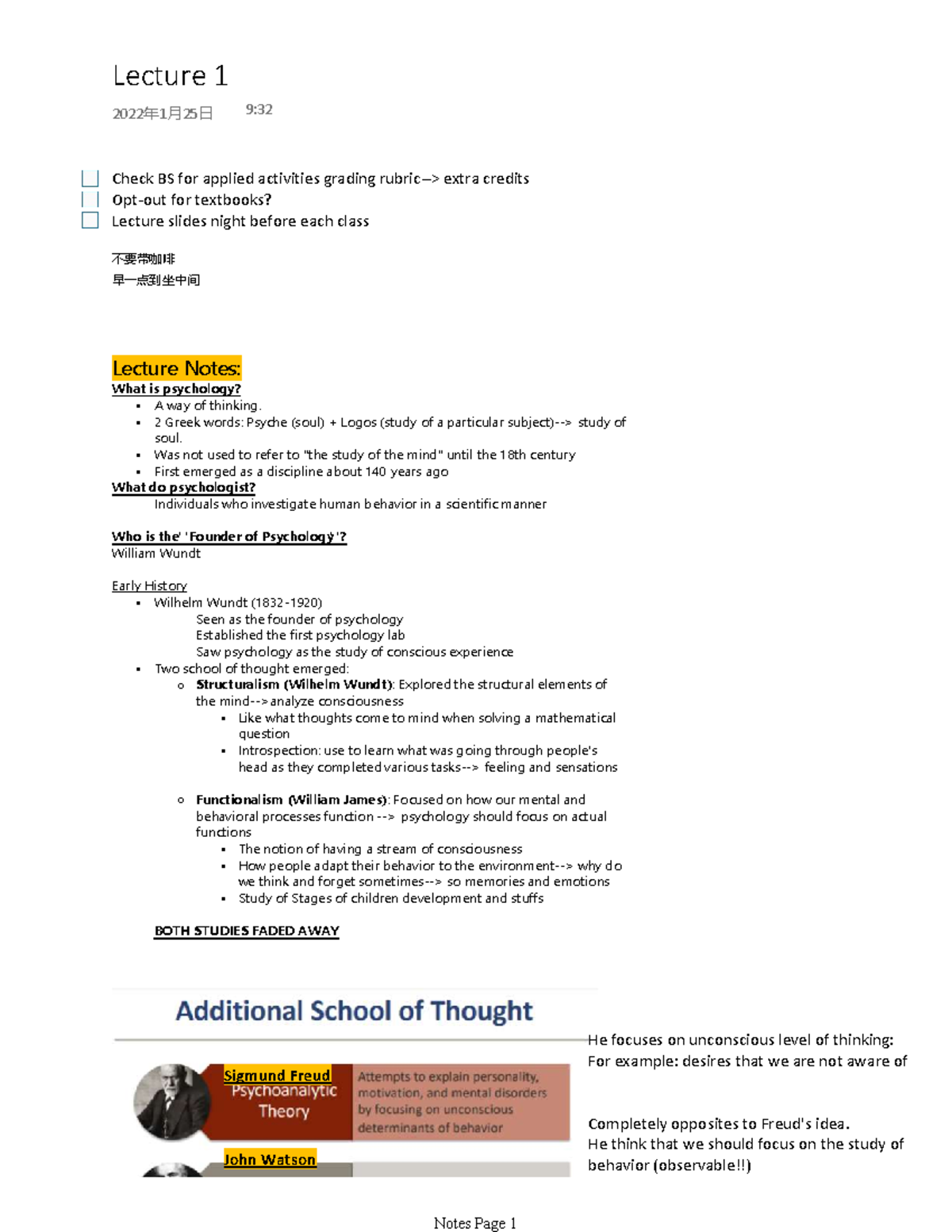 Lecture 1 for Introduction to Psychology and Its Principles - Check BS for applied activities ...