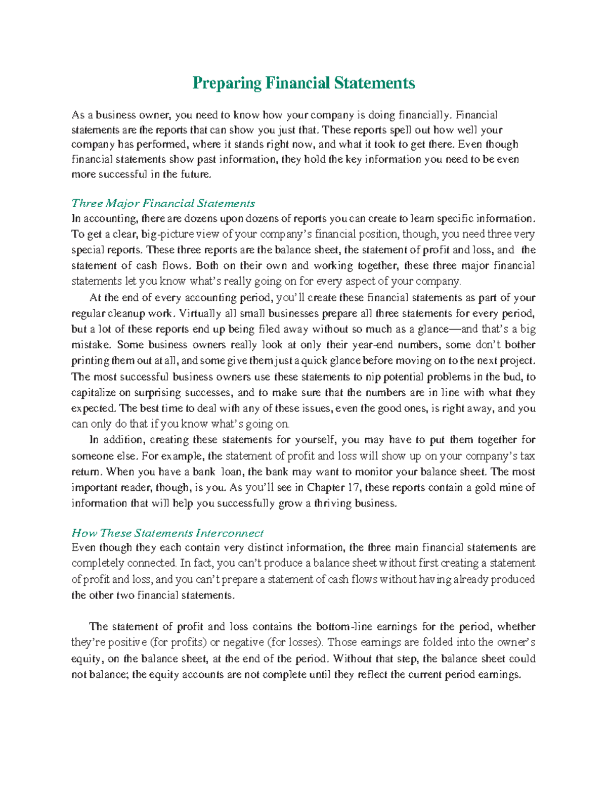 Preparing Financial Statements - Financial statements are the reports ...